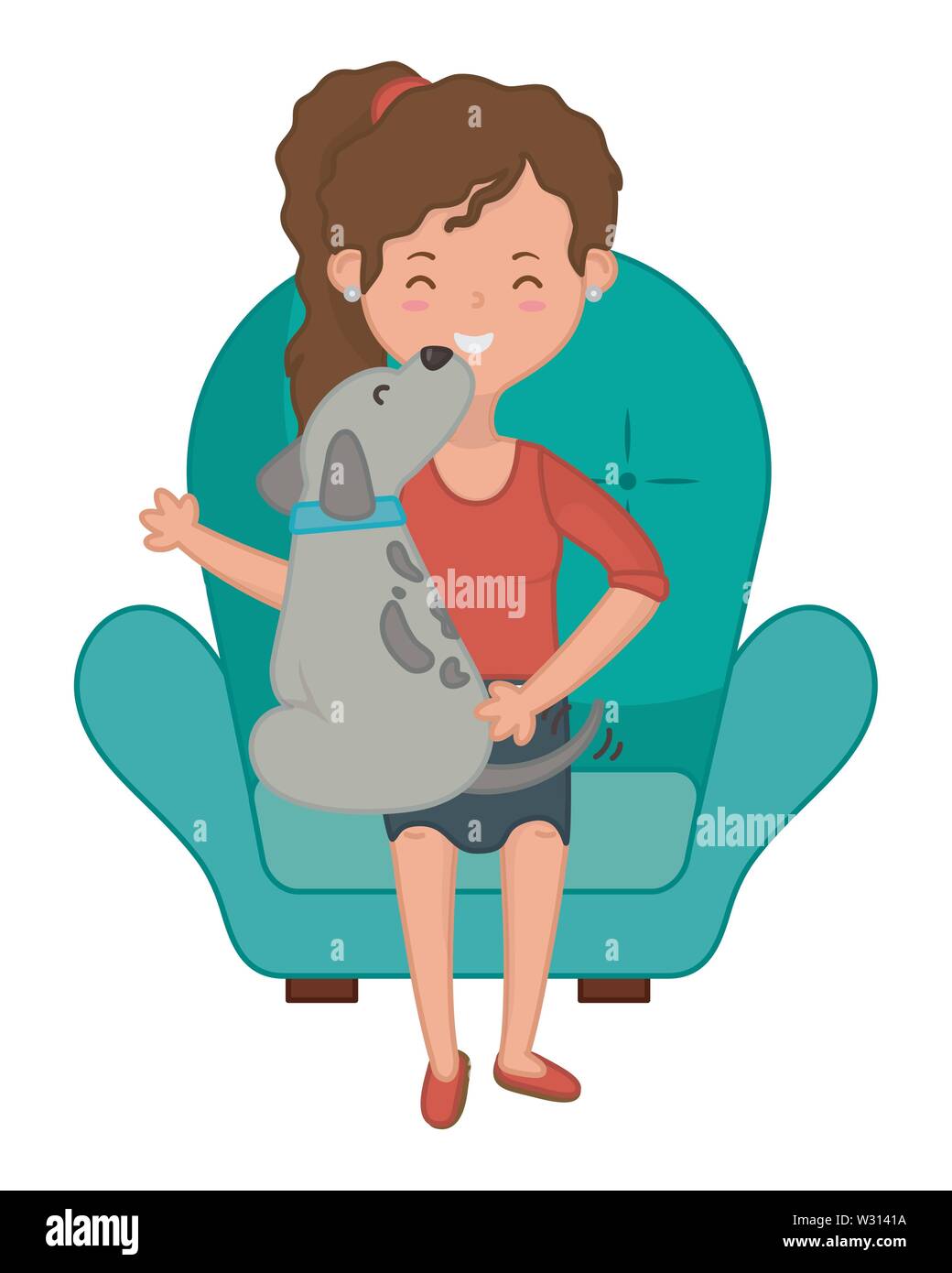 Girl with dog cartoon design, Mascot pet animal nature cute and puppy ...