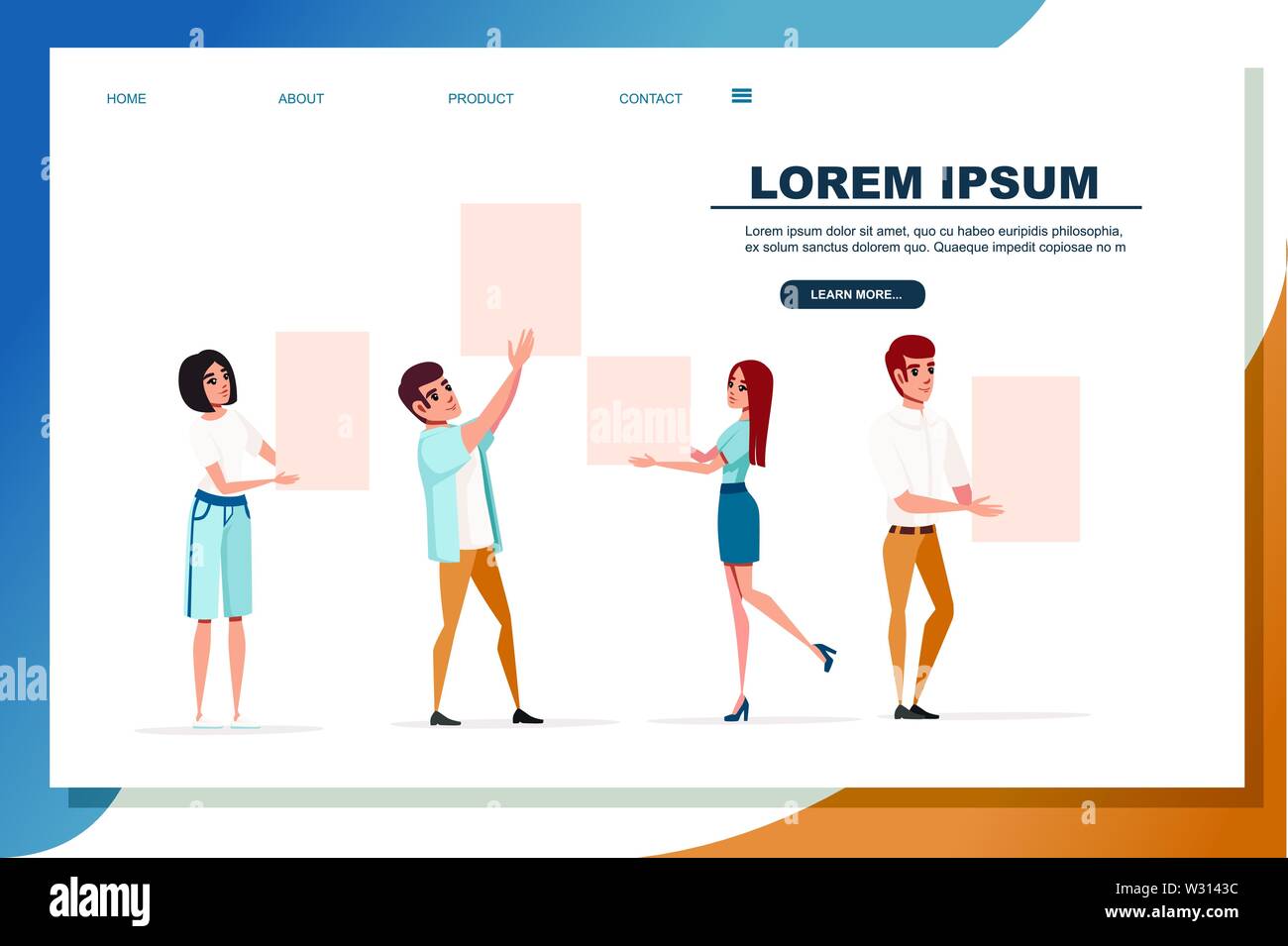 Group of people with upraised arms holding empty blank sign cartoon ...