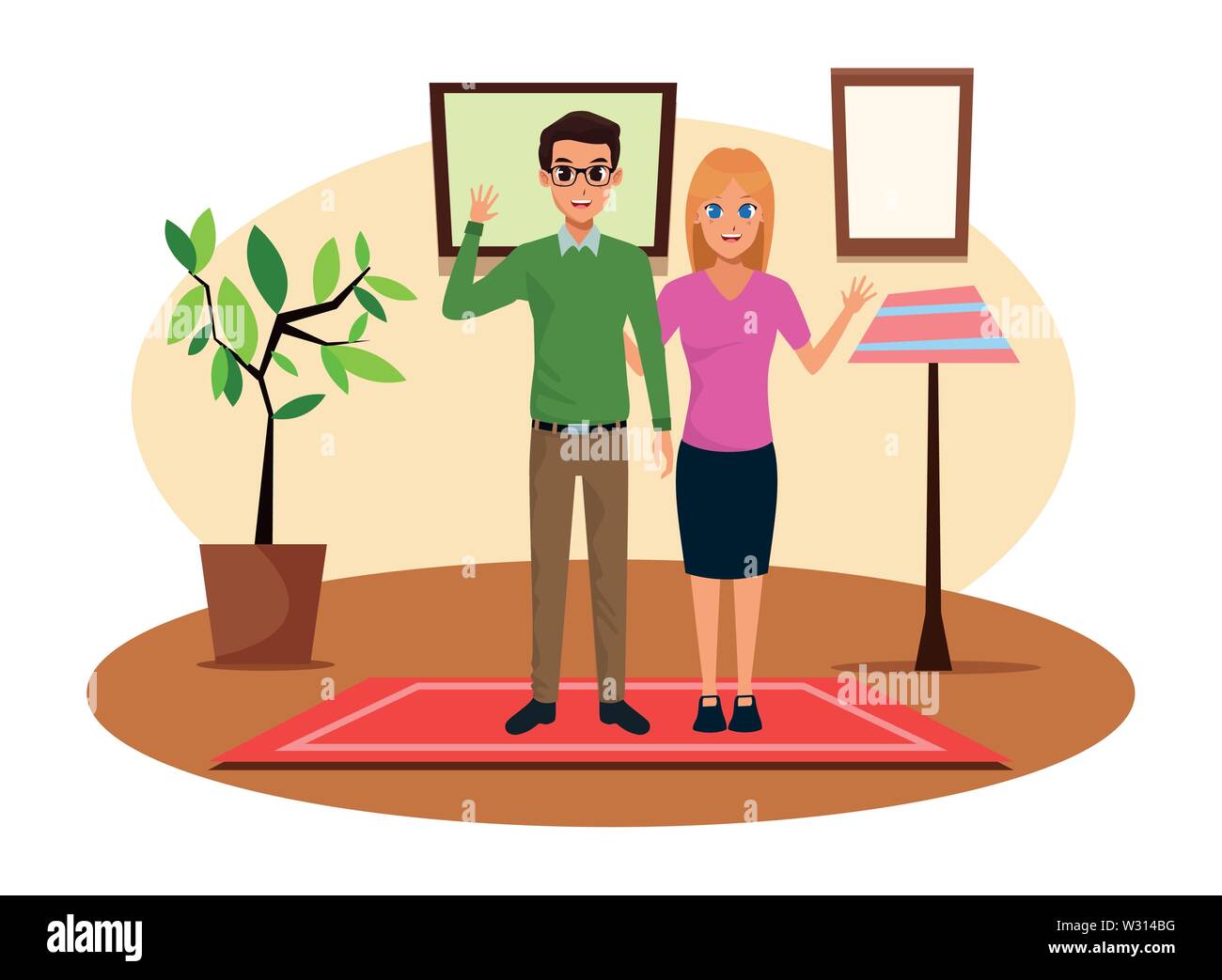 Young Adult Couple Greeting Cartoon Stock Vector Image And Art Alamy