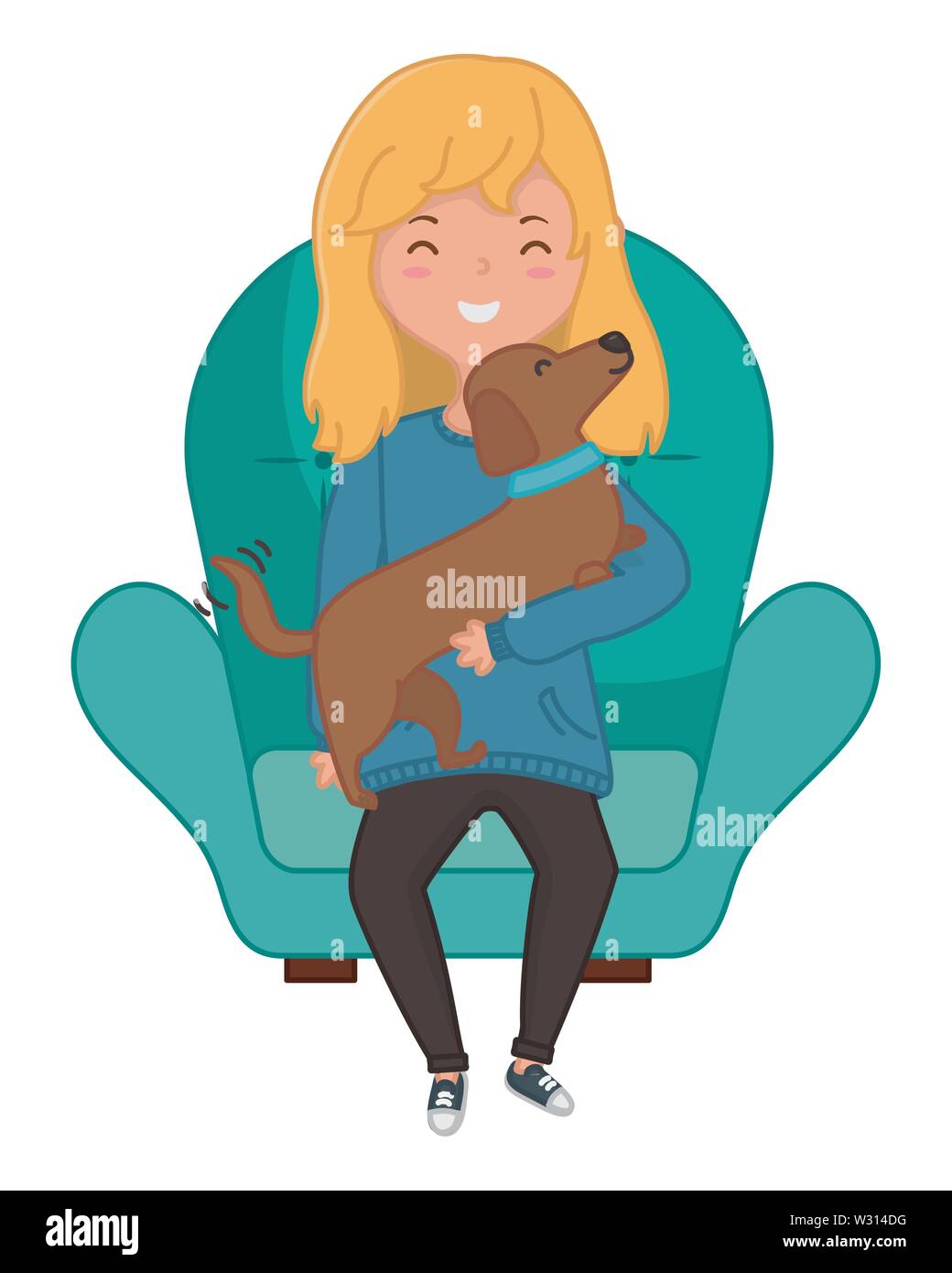 Girl with dog cartoon design, Mascot pet animal nature cute and puppy ...