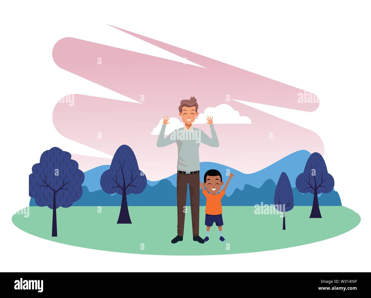 Single father with little son cartoon Stock Vector Image & Art - Alamy