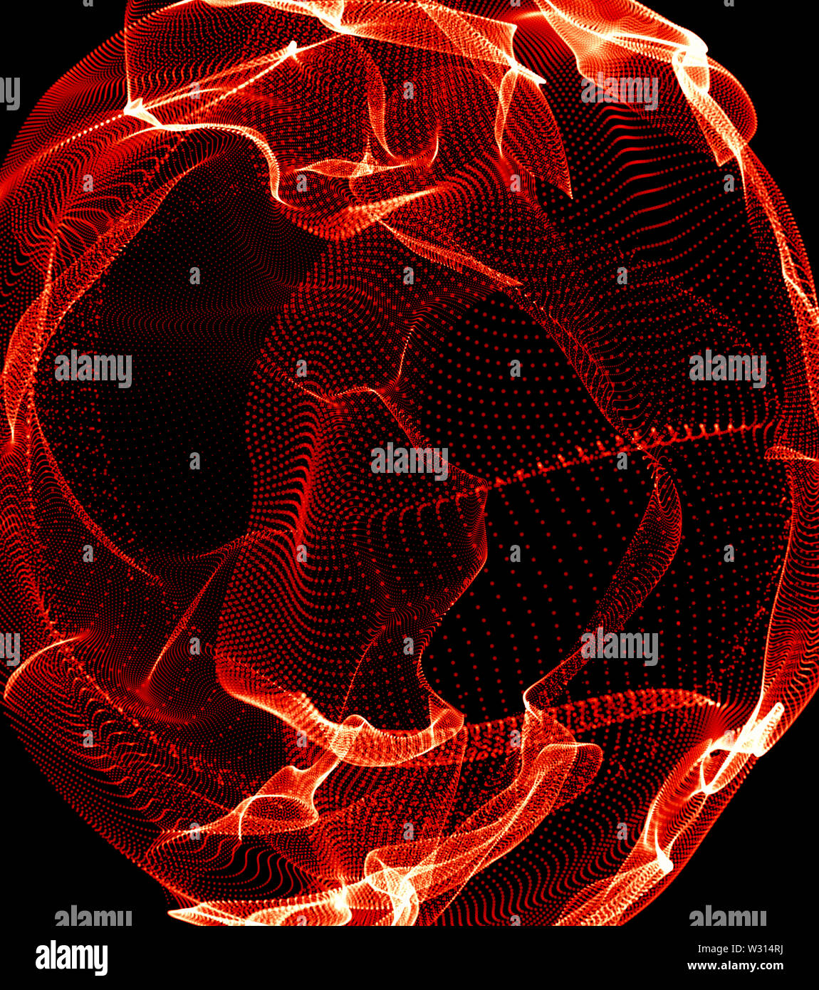 Glowing flame waves, fireball or sphere on black background. Print ...