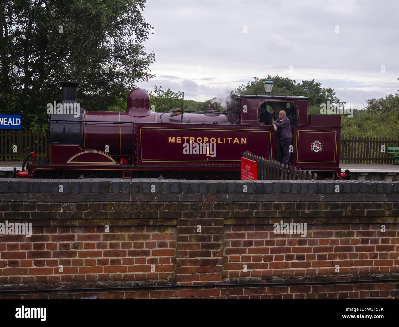 ex Metropolitan railway class E steam locomotive at North Weald station ...