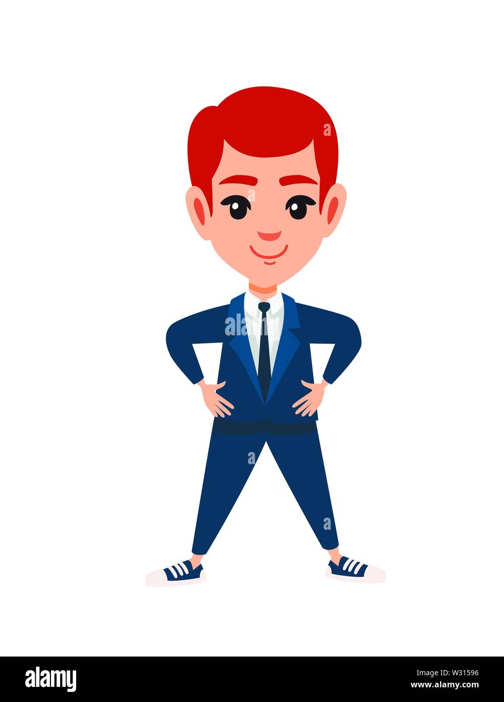 Boy kid wearing blue classic costume cartoon character design flat ...