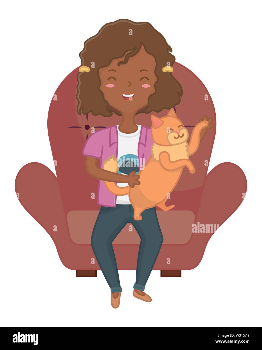 Girl with cat cartoon design, Mascot pet animal domestic cute life ...