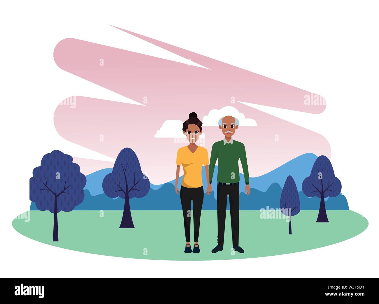 Family grand parents with granddaughter cartoon Stock Vector Image ...