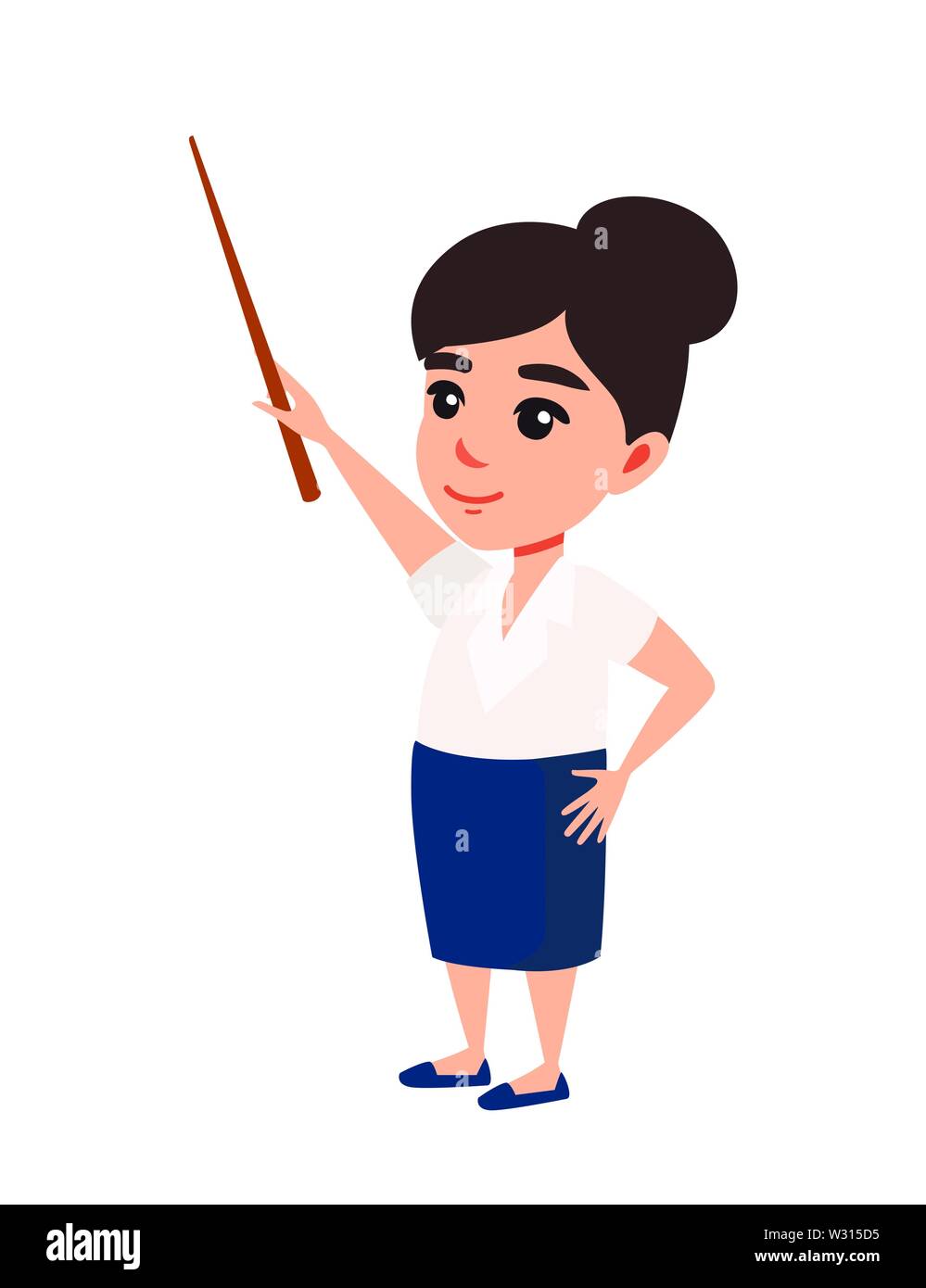 Girl kid wearing teacher costume and hold wooden pointer cartoon ...