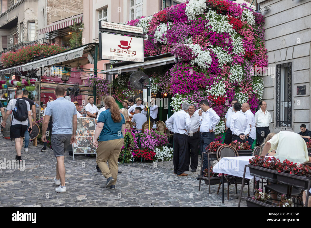 Belgrade, Serbia July 5th 2019: Urban scene with tourists visiting ...