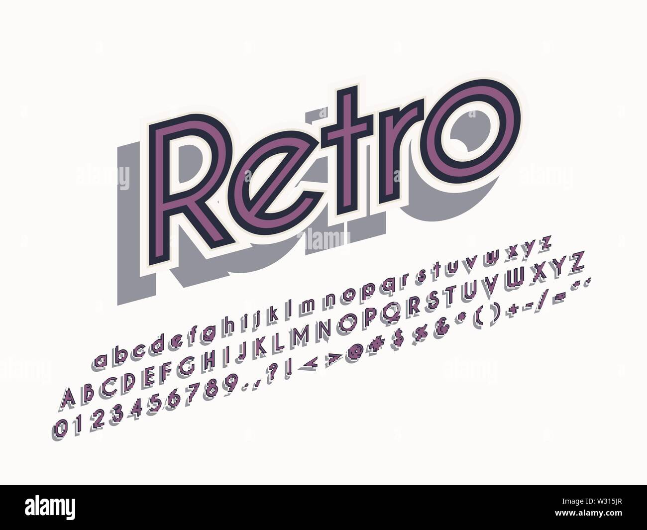 Retro font and alphabet. Stock vector illustration Stock Vector Image ...