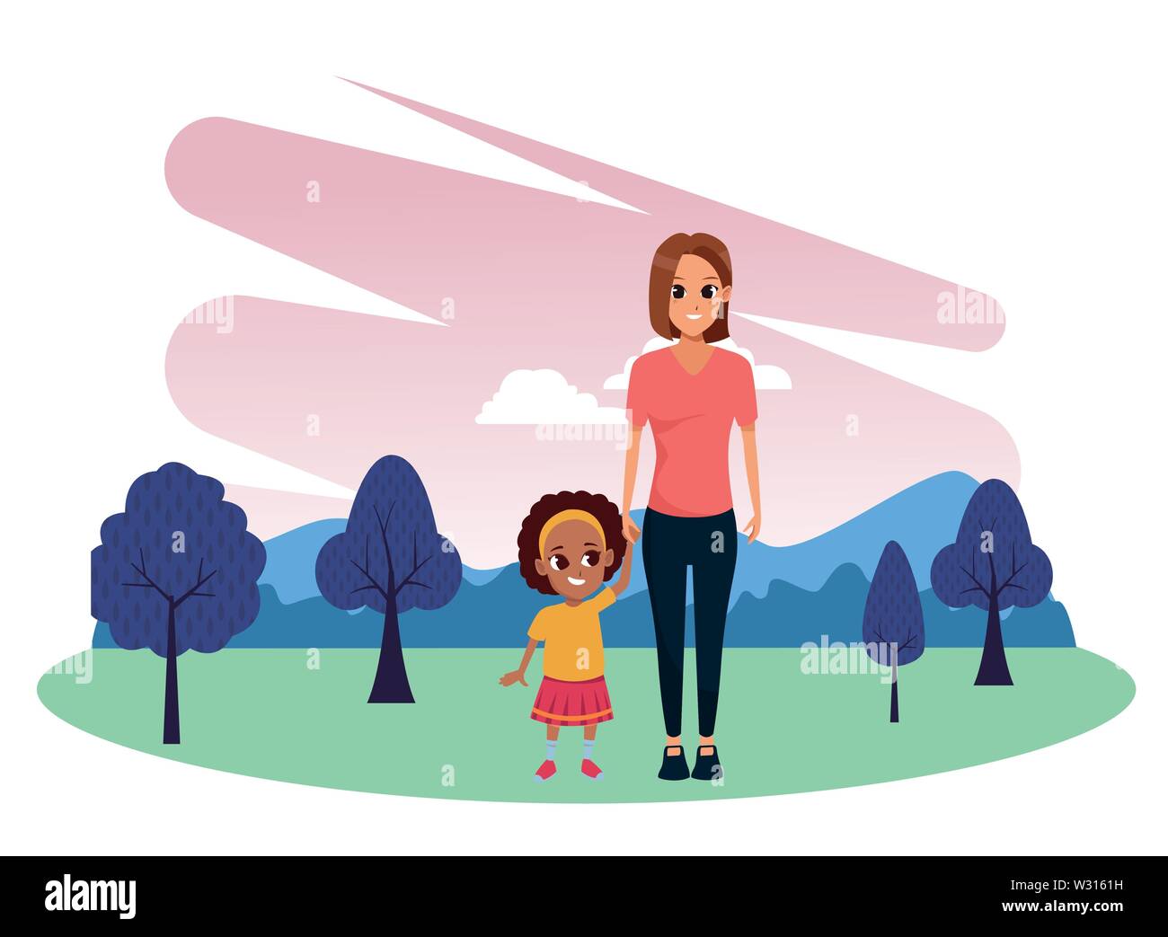 Single mother with children cartoon Stock Vector Image & Art - Alamy