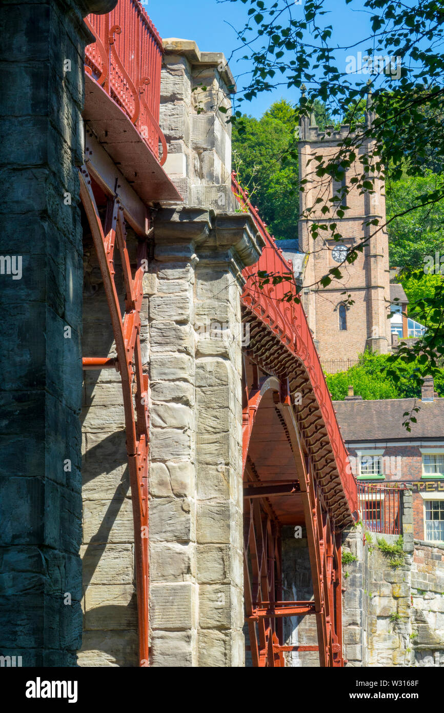 The Iron Bridge following restoration, painted in original red Stock ...