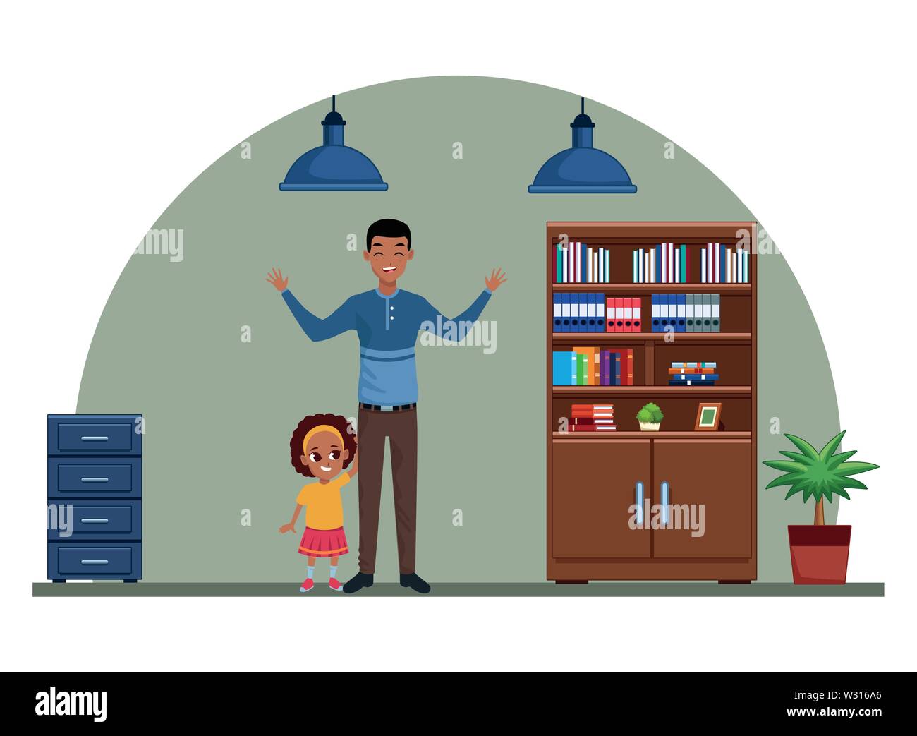 Single father with little daughter cartoon Stock Vector Image & Art - Alamy