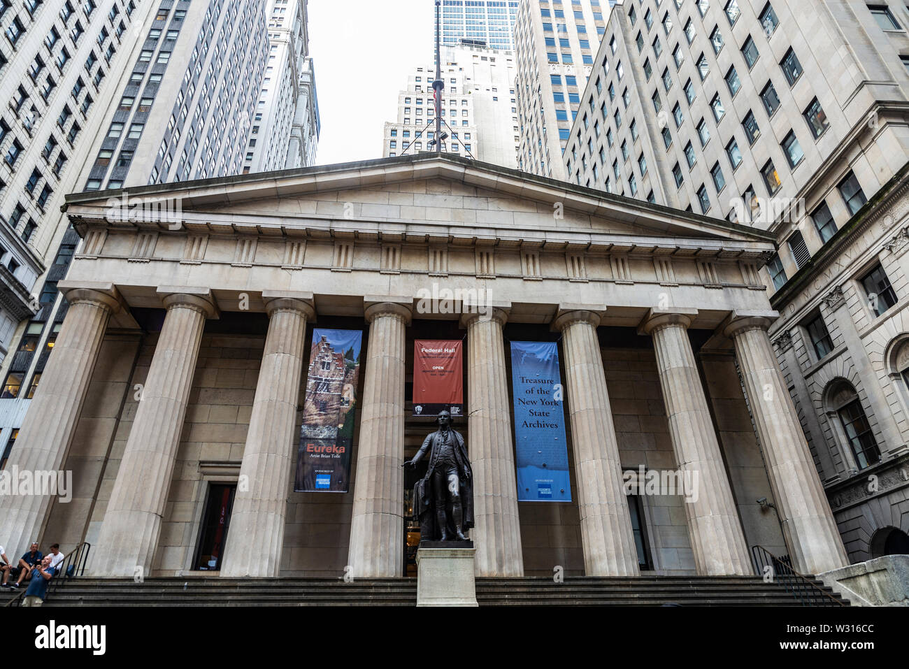 New York City, USA - August 1, 2018: Facade of the Federal Hall ...