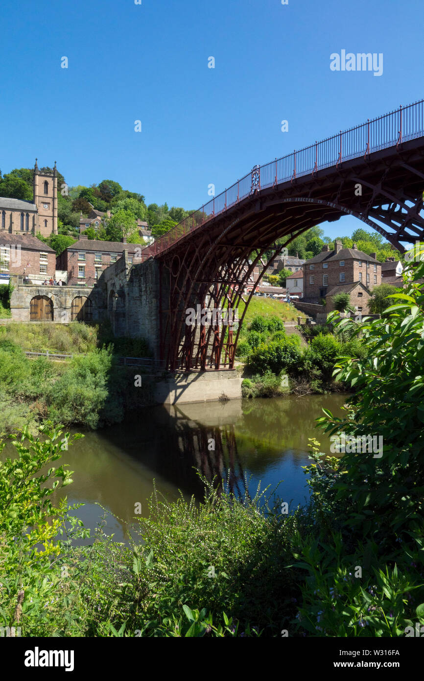 The Iron Bridge following restoration, painted in original red Stock ...