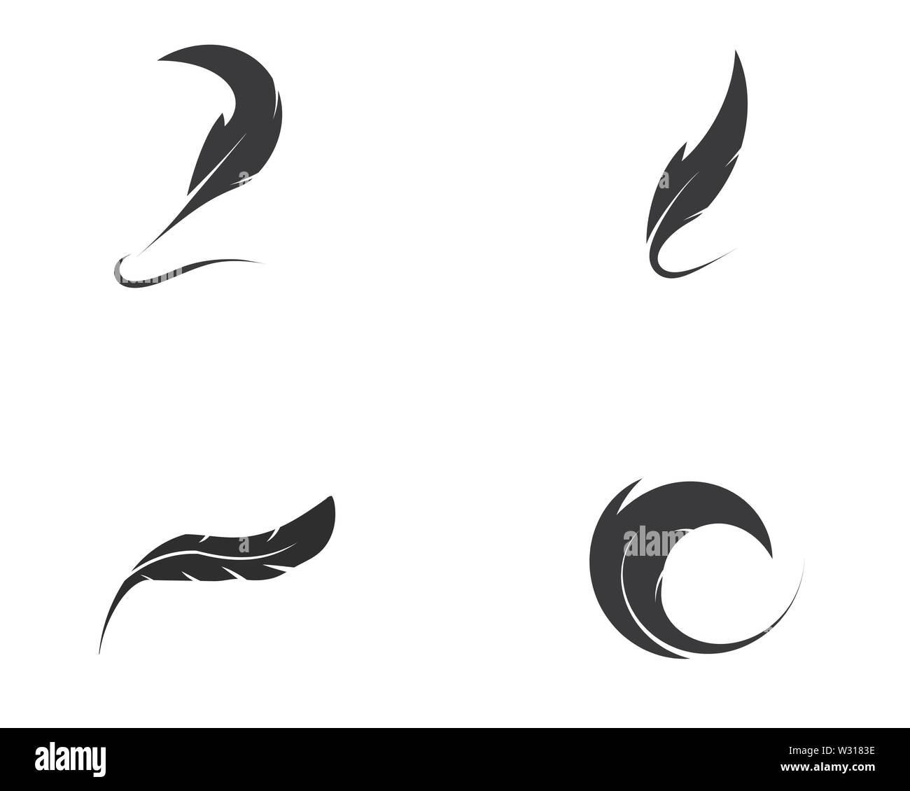 Feather pen Logo template Vector illustration Stock Photo - Alamy