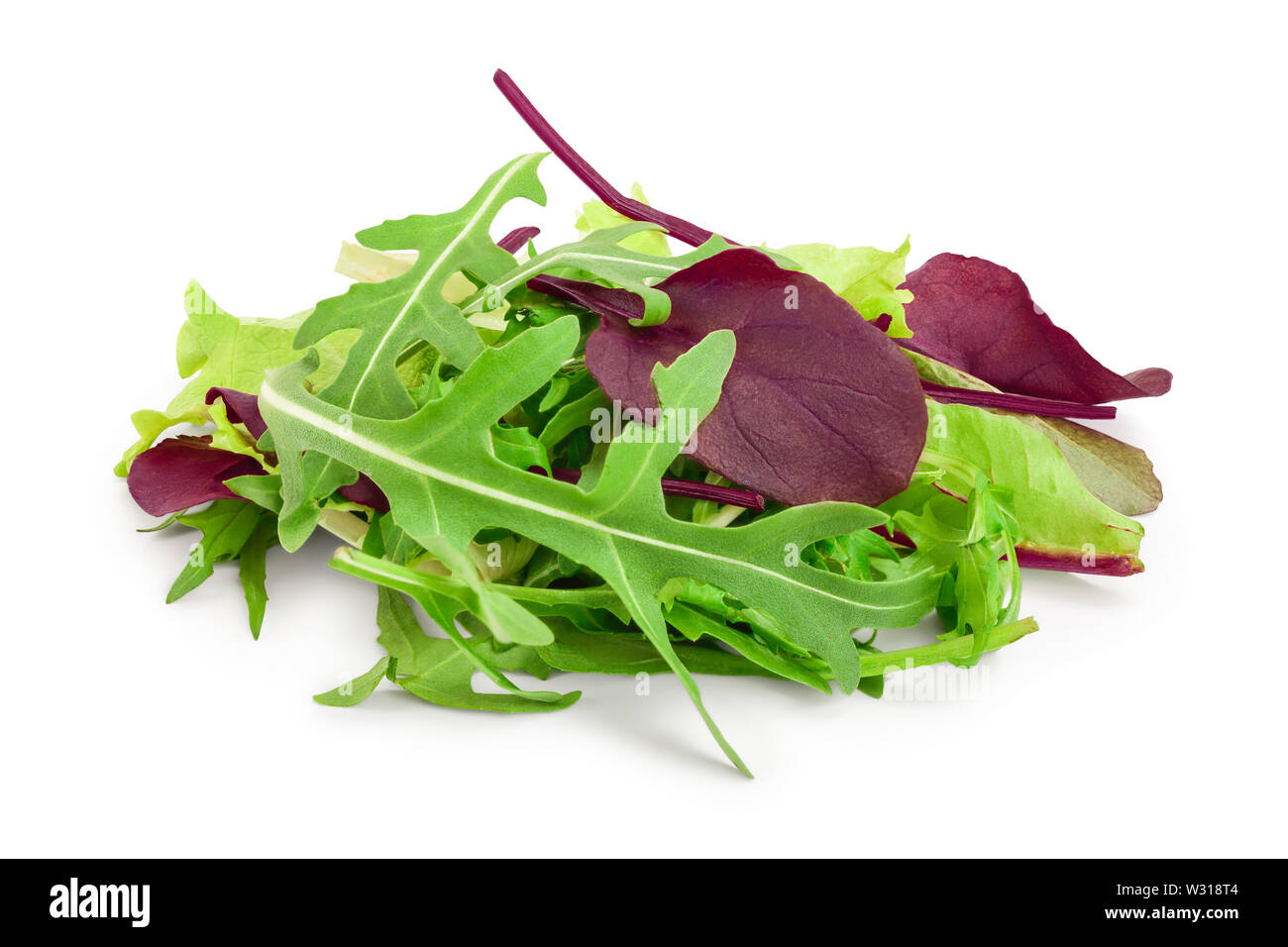 Mix of different salads isolated on white background Stock Photo - Alamy