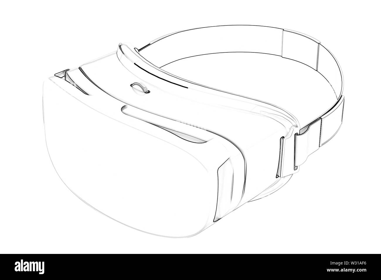 Hand drawn Virtual reality headset - 3d side view Stock Photo - Alamy