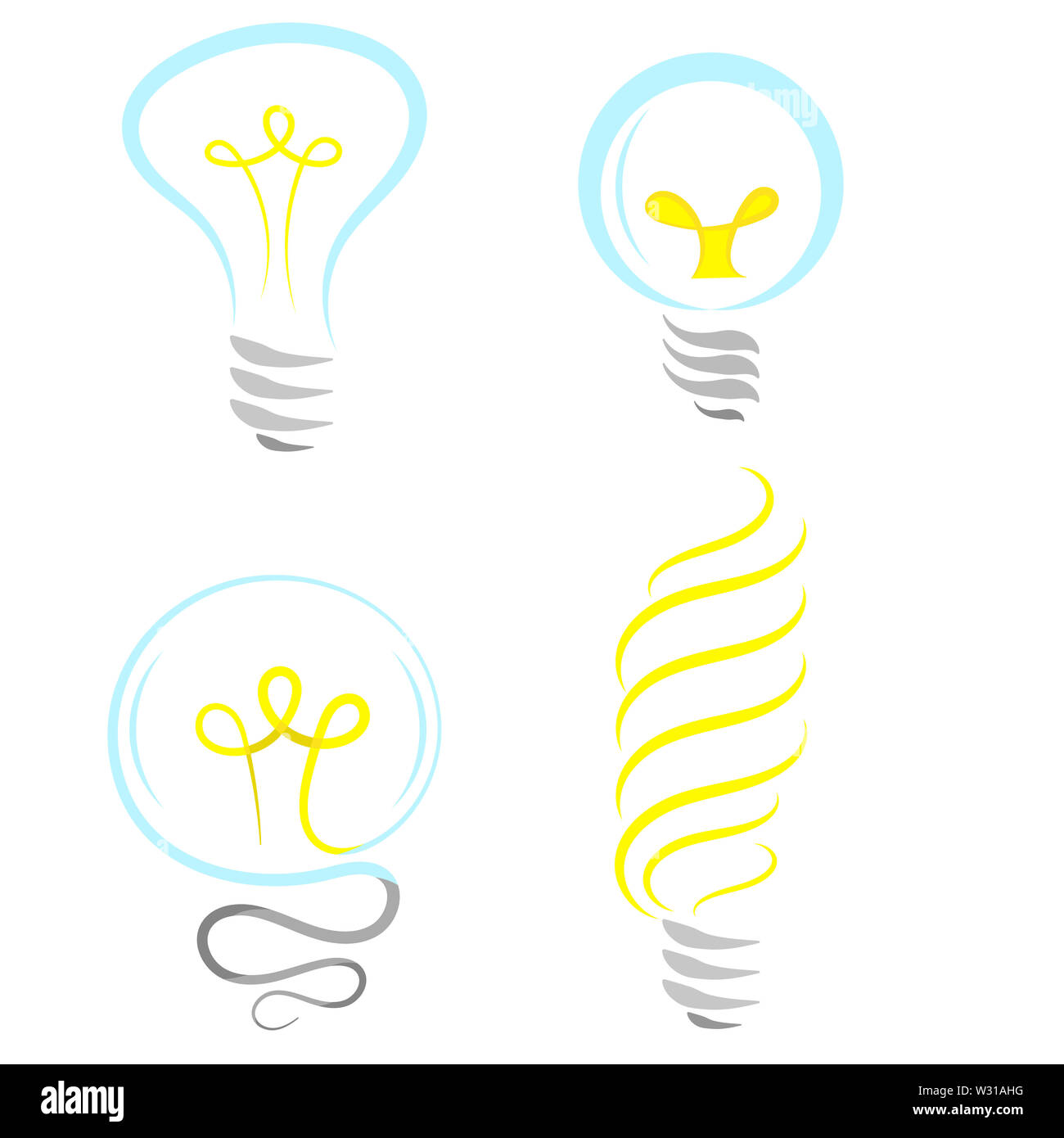 Bulb Icon Set Isolated on White Background Stock Photo - Alamy