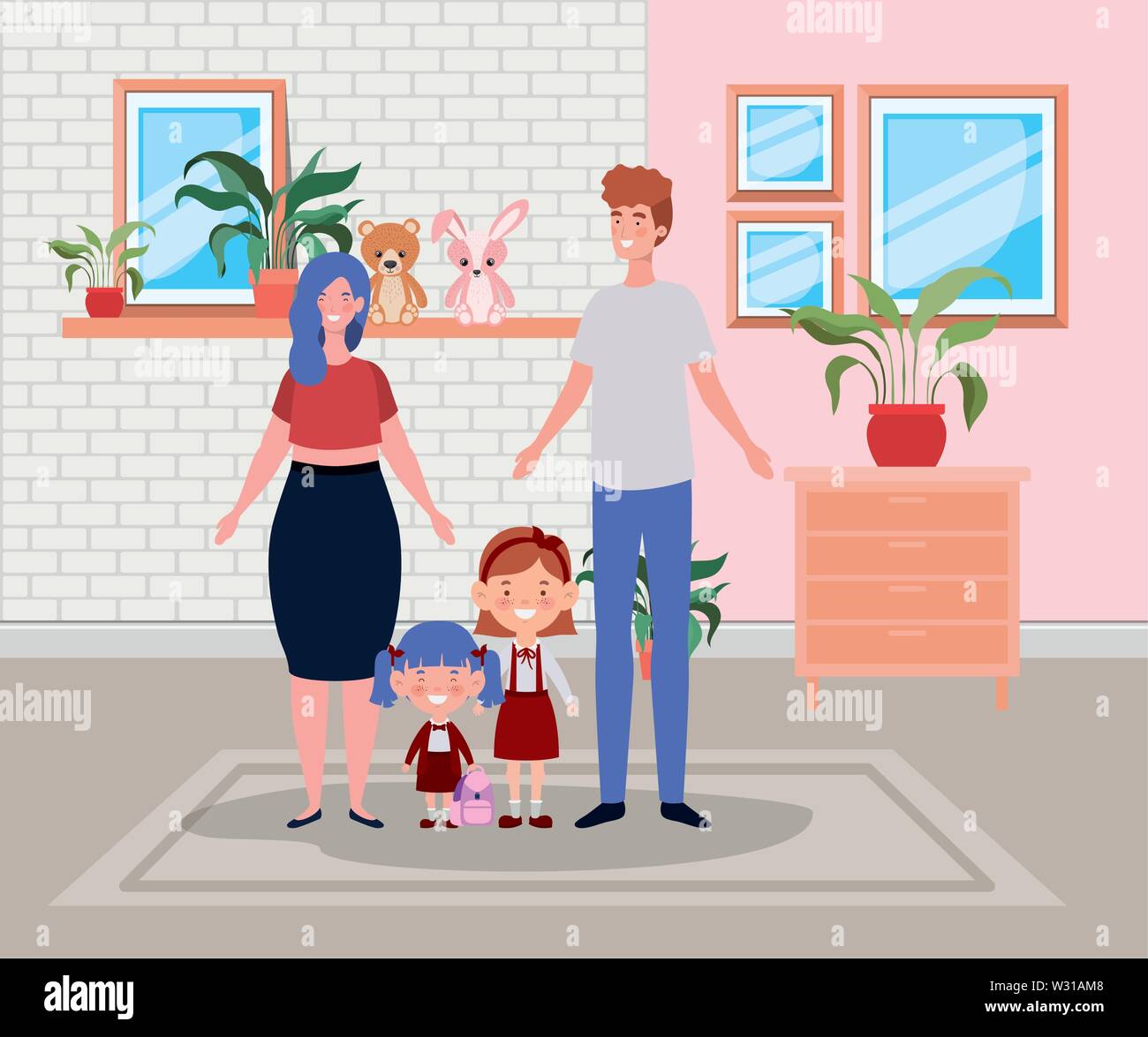 family members in house place scene Stock Vector Image & Art - Alamy