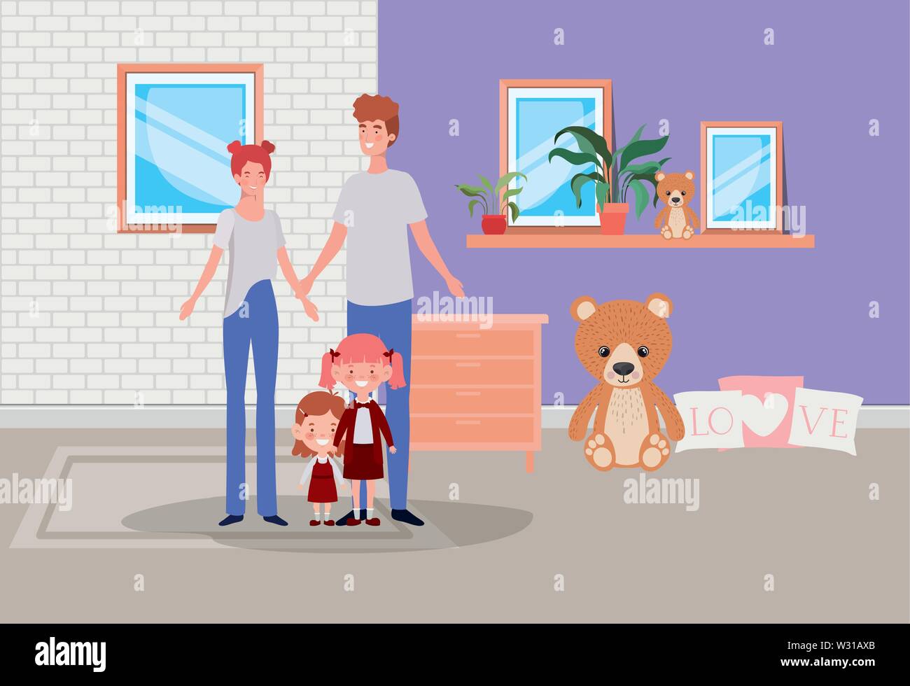 family members in house place scene Stock Vector Image & Art - Alamy