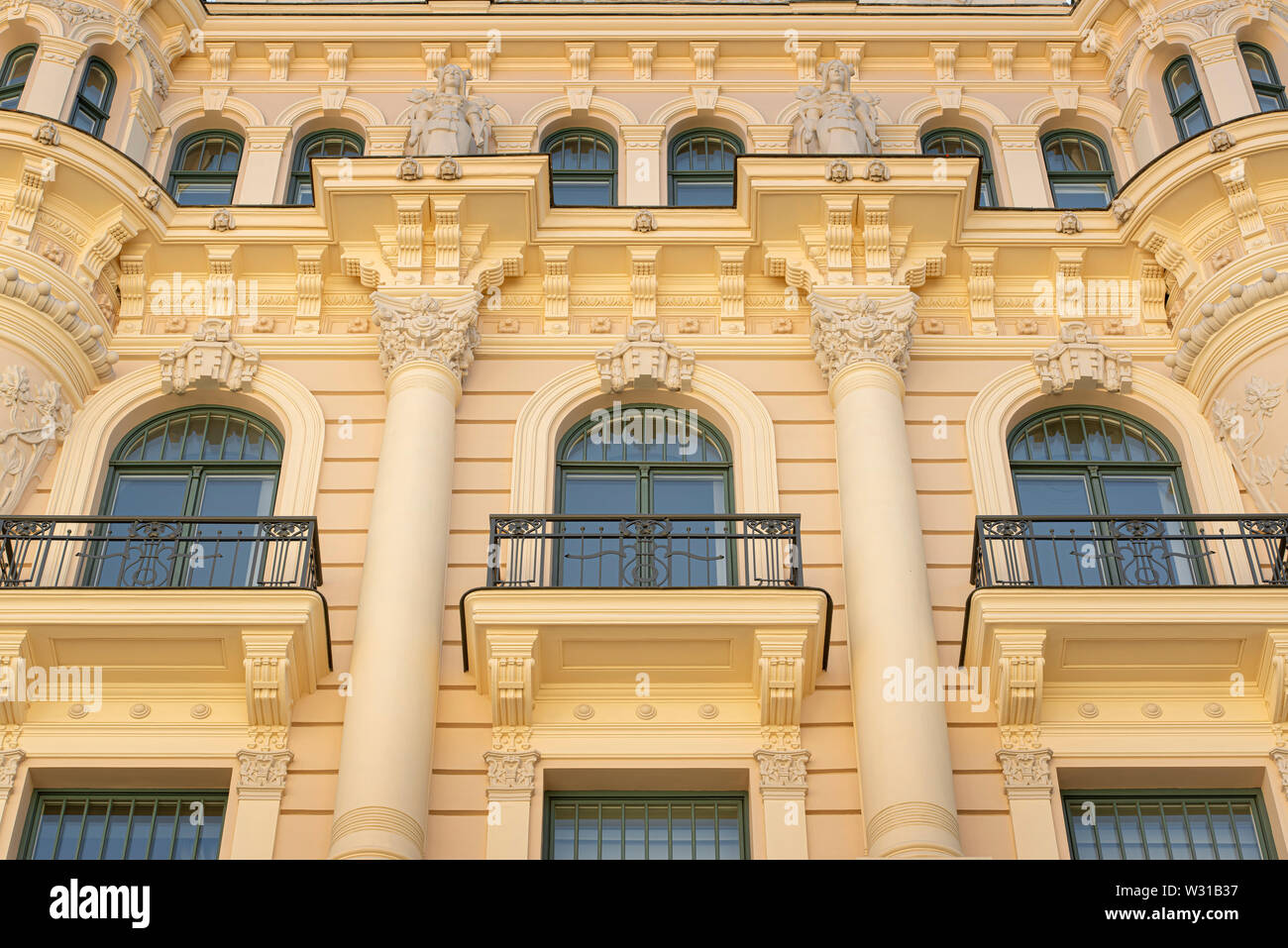 Facade of a building designed by architect Mikhail Eisenstein on Albert ...