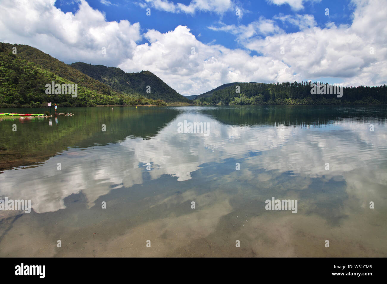 Blue and green lake, Rotorua, New Zealand Stock Photo - Alamy