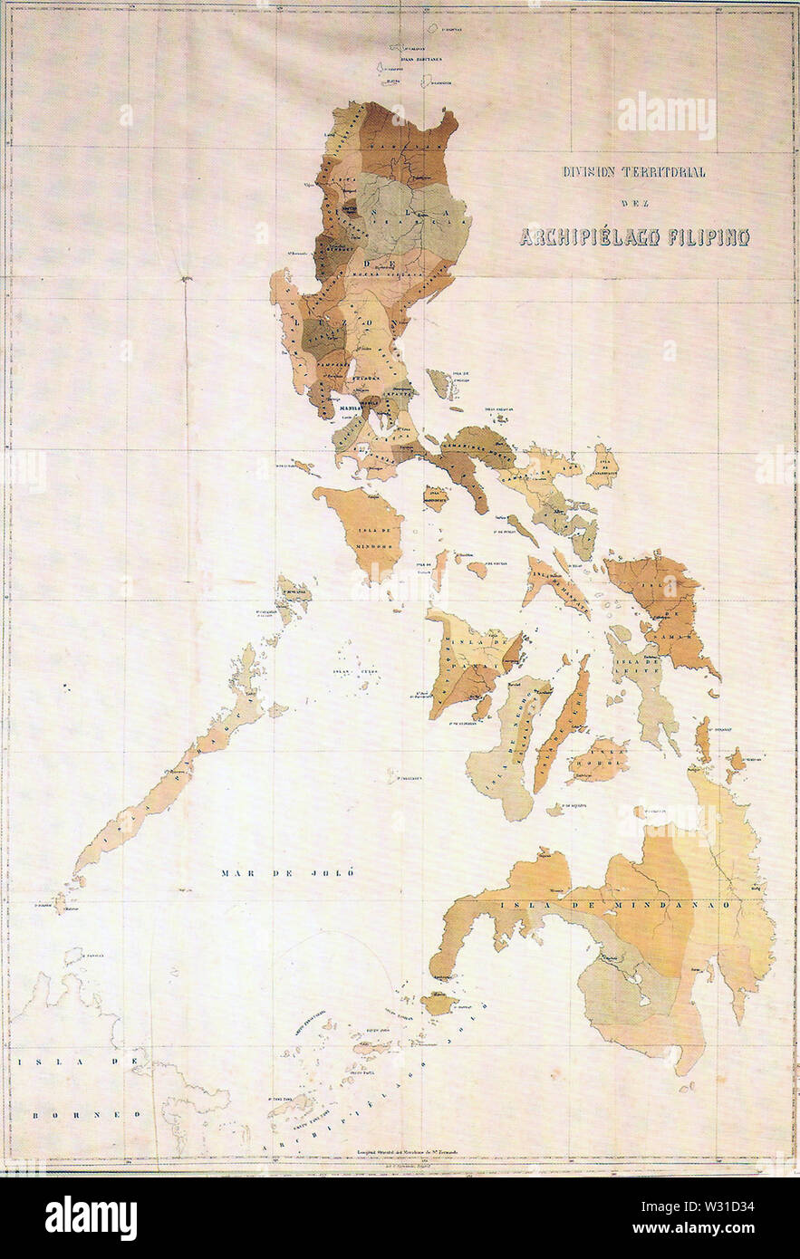 Philippine territorial map 1880 Stock Photo - Alamy