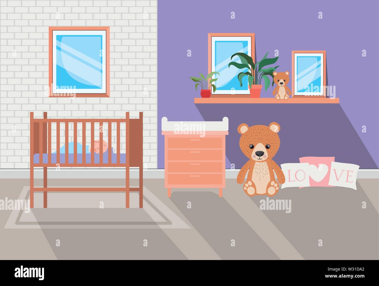 beautiful baby bed room scene Stock Vector Image & Art - Alamy