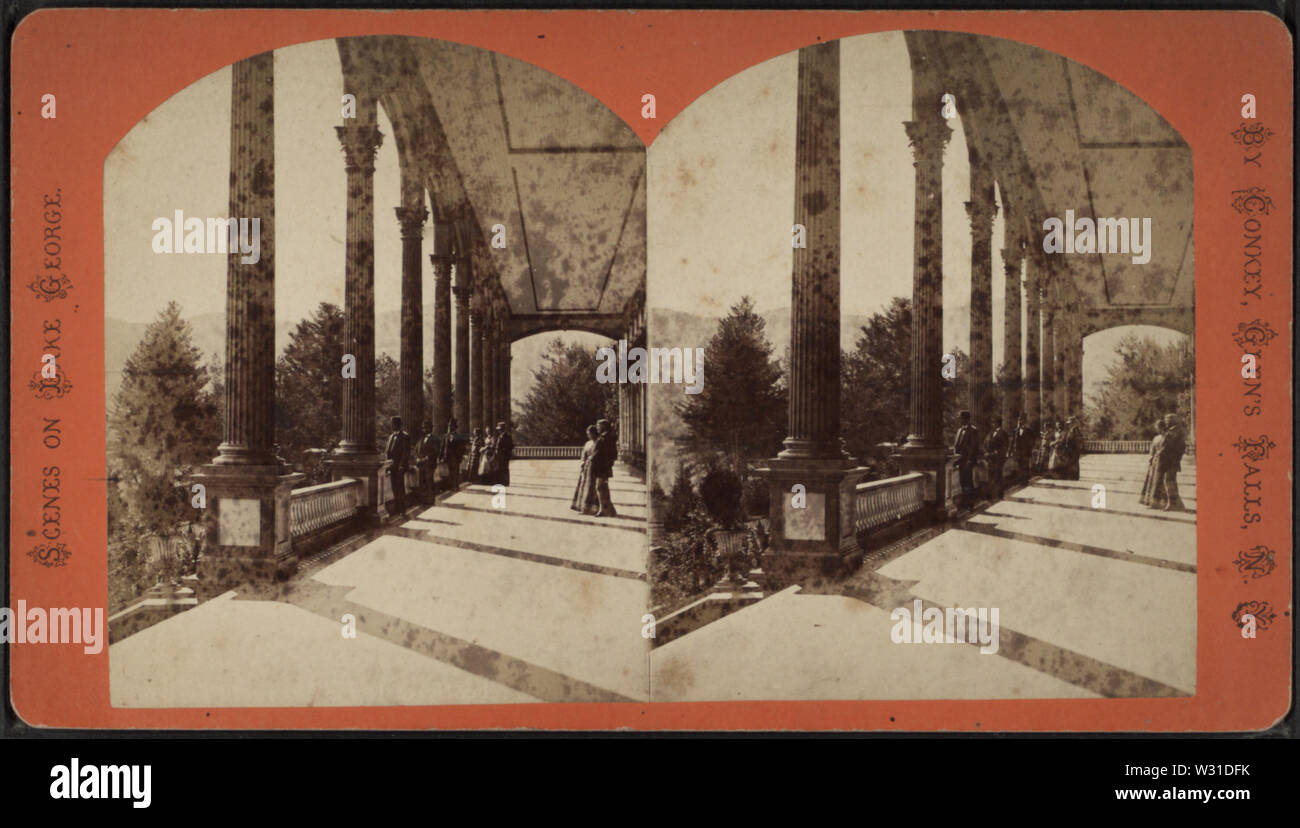 Piazza of Fort William Henry Hotel, by Conkey, G W (George W), 1837-ca ...