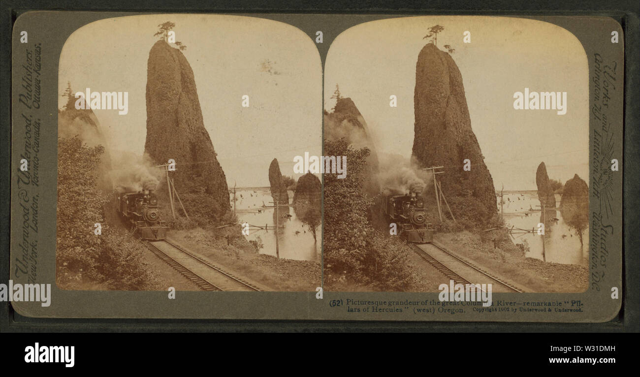 Picturesque grandeur of the great Columbia River, remarkable 'Pillars ...