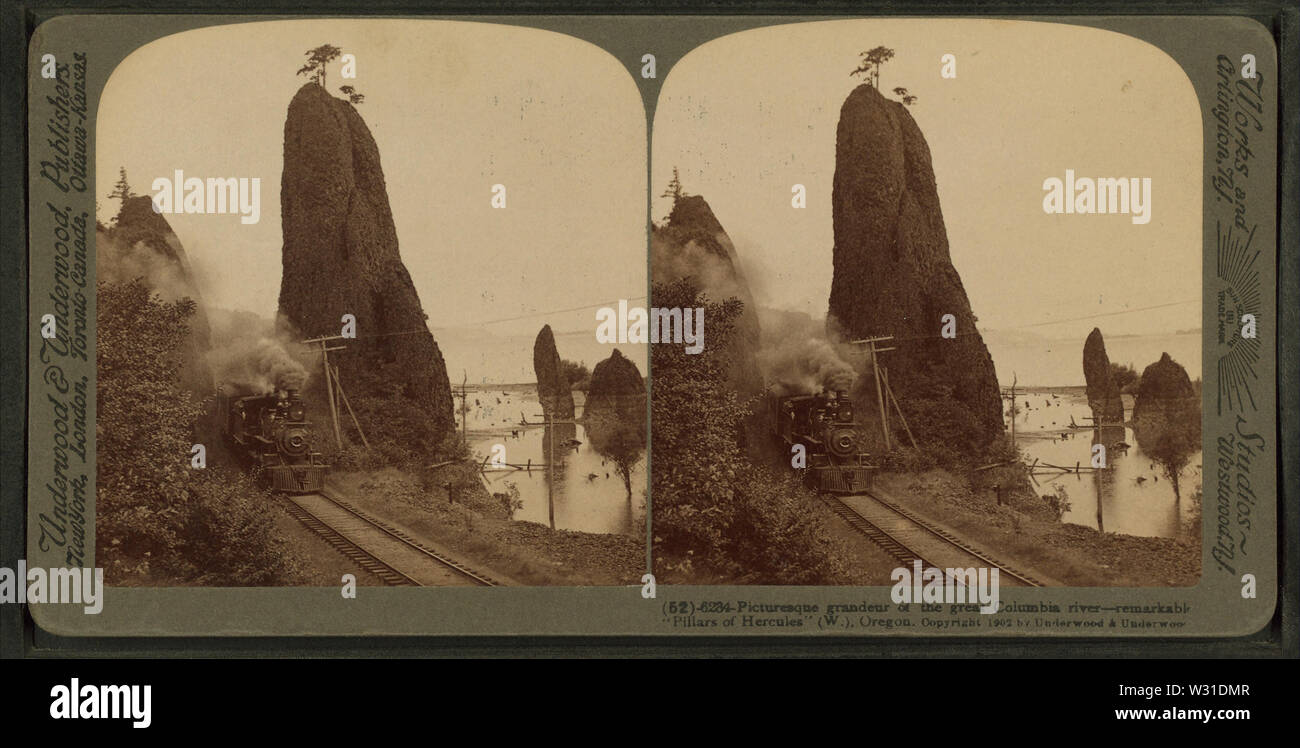 Picturesque grandeur of the great Columbia River, remarkable 'Pillars ...