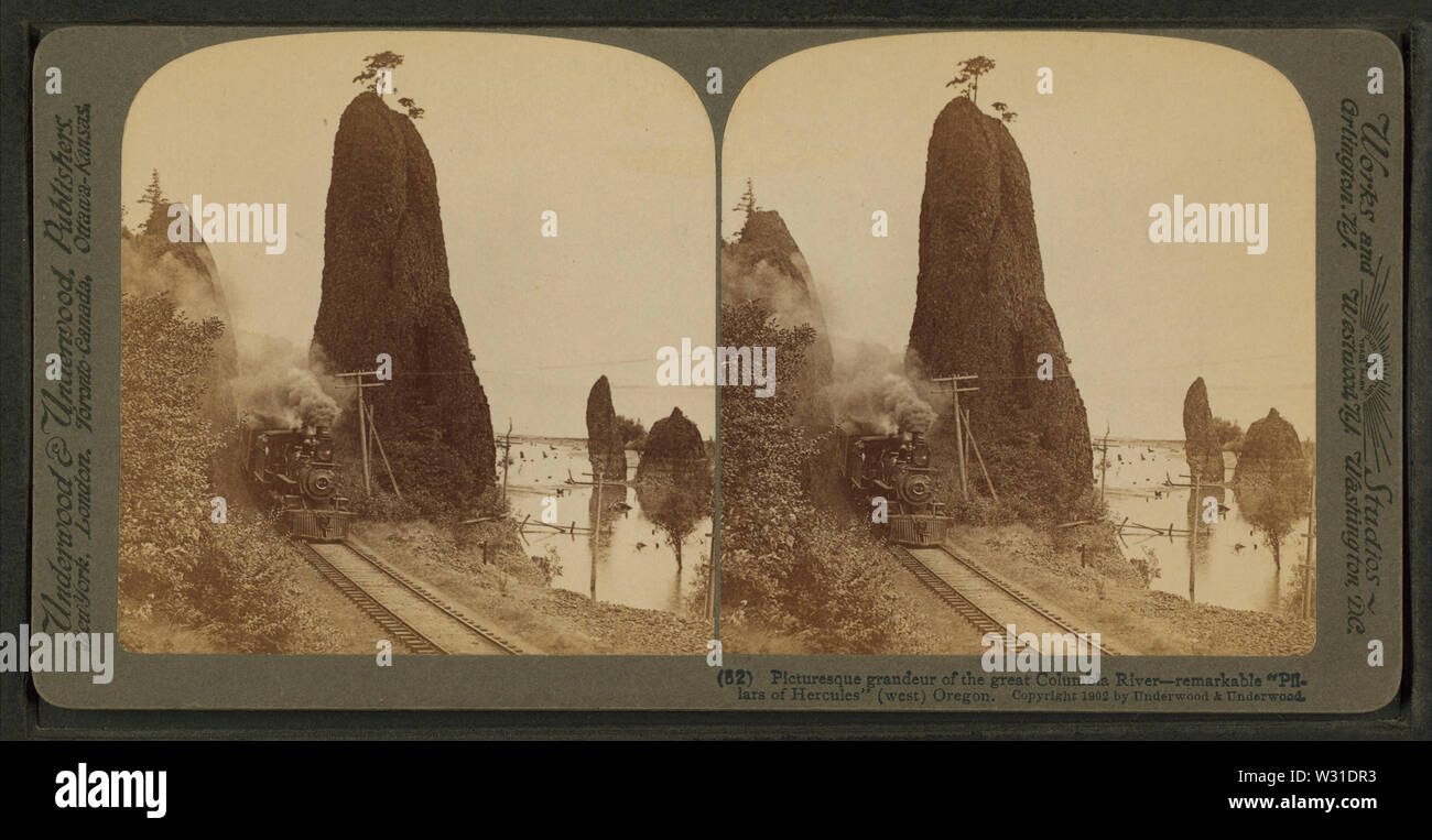 Picturesque grandeur of the great Columbia River, remarkable 'Pillars ...