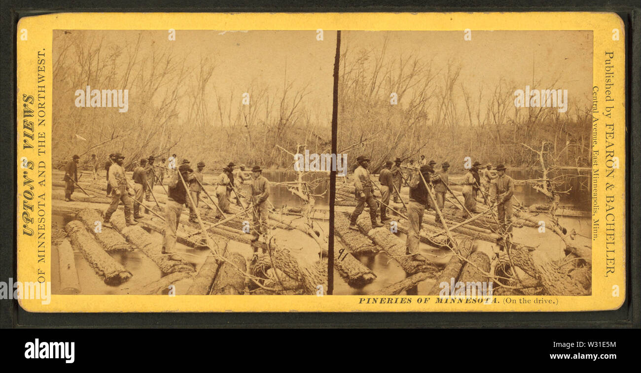 Pineries of Minnesota, (on the drive), by Upton, B F (Benjamin Franklin ...