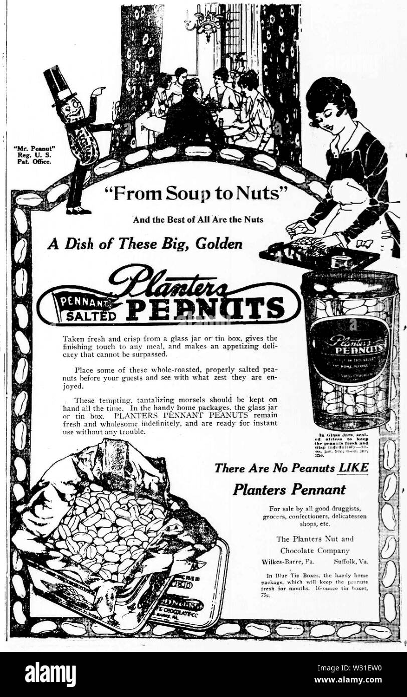 Planters peanuts newspaper ad 1919 Stock Photo - Alamy