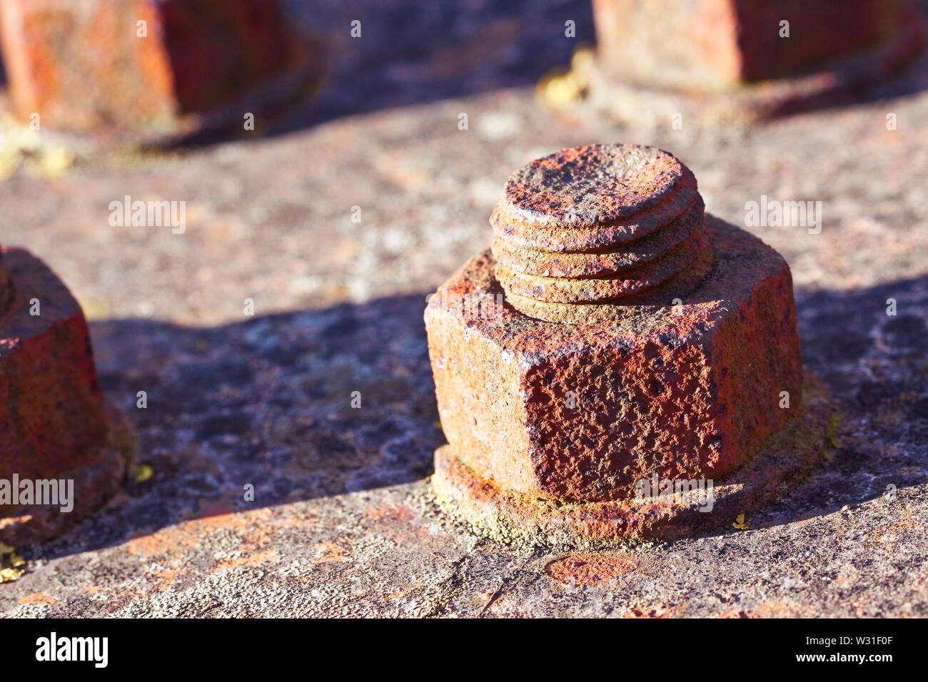 Old rusty bolt with threaded metal bar - image with copy space Stock ...