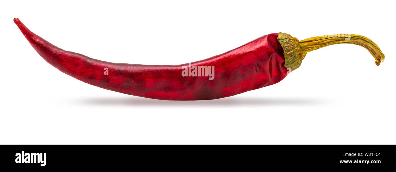 1 dry red chilli pepper Isolated on white background Stock Photo - Alamy