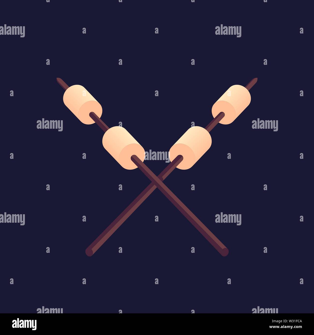 Marshmallow roasting hand drawn flat color vector Stock Vector Image ...