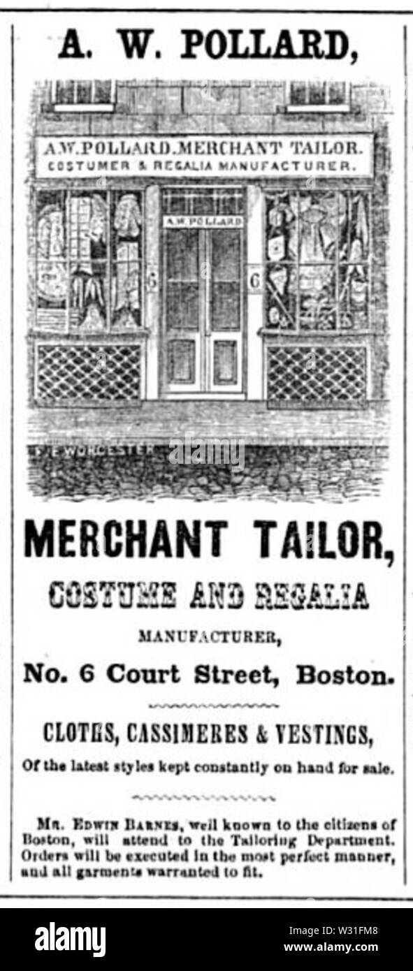 Pollard CourtSt BostonDirectory 1852 Stock Photo - Alamy