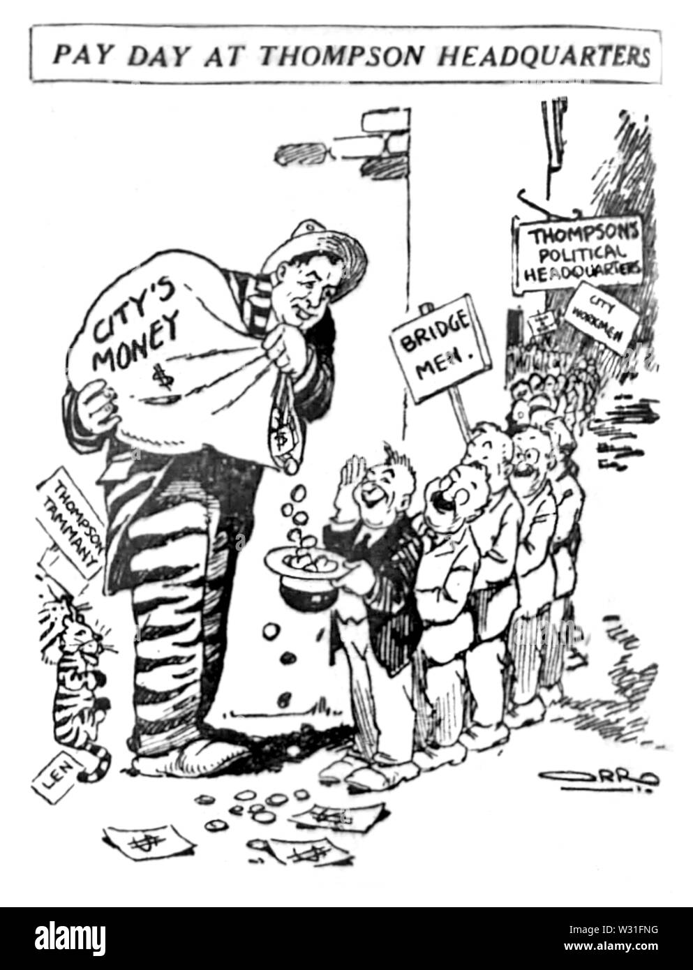 Political cartoon regarding Chicago mayor William Hale Thompson ...