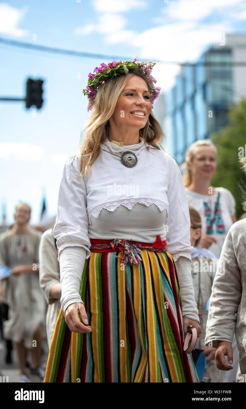 Tallinn, Estonia, 6th July, 2019: people in traditional clothing in ...