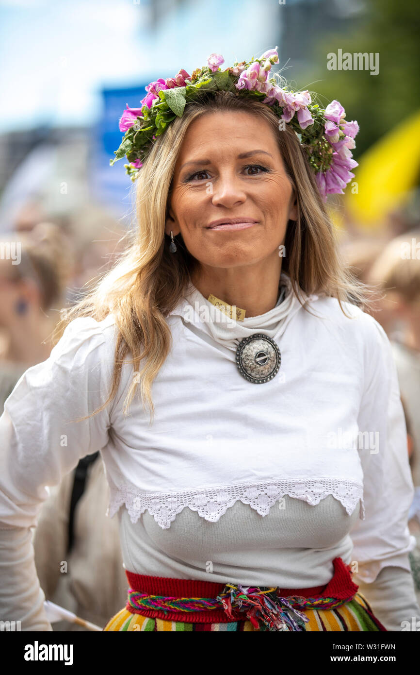 Tallinn, Estonia, 6th July, 2019: people in traditional clothing in ...