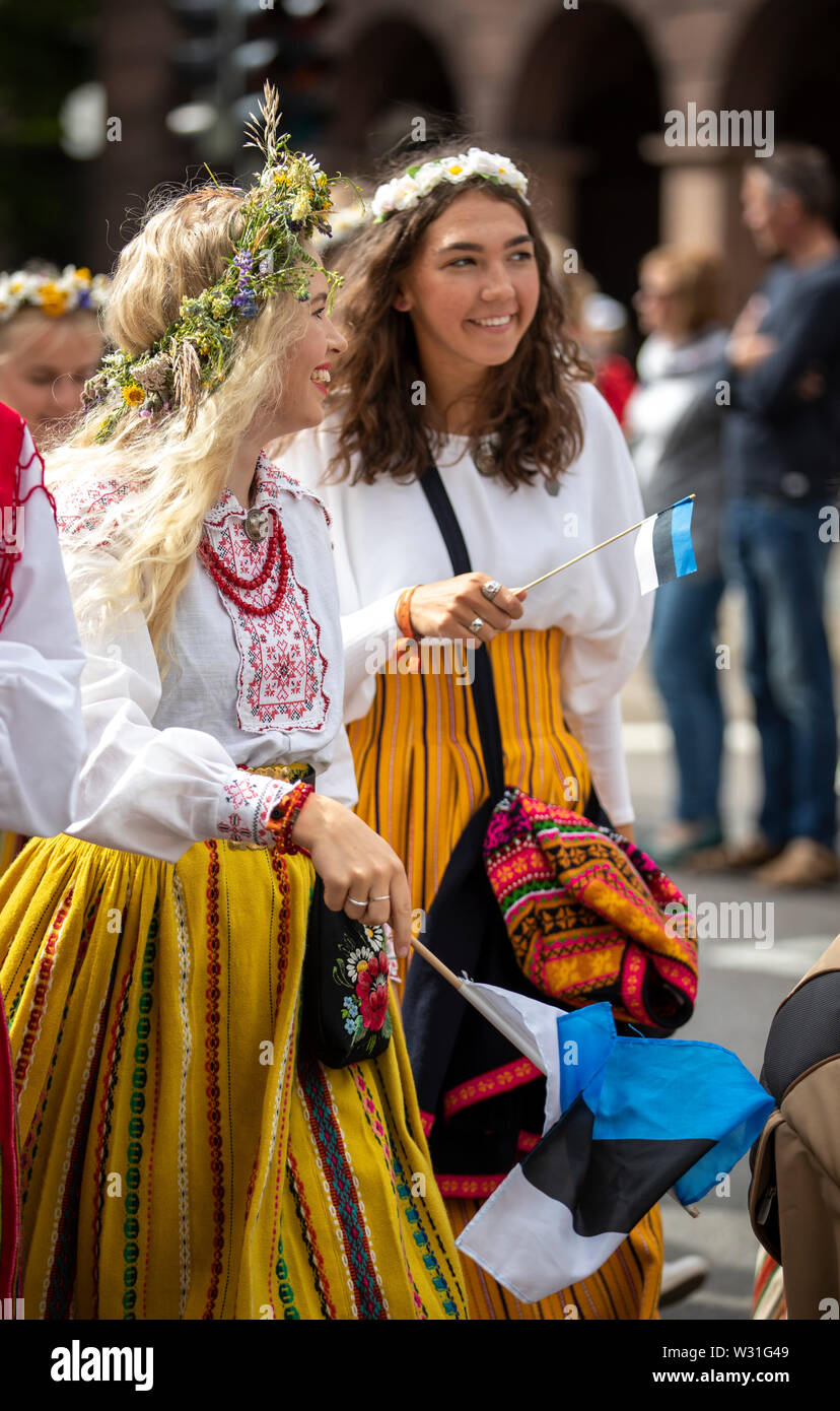 Tallinn, Estonia, 6th July, 2019: people in traditional clothing in ...