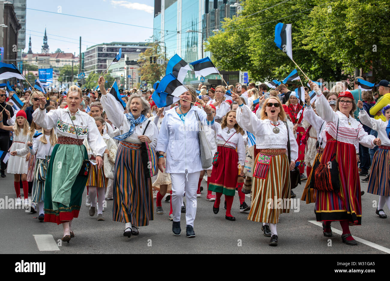 Tallinn, Estonia, 6th July, 2019: people in traditional clothing in ...