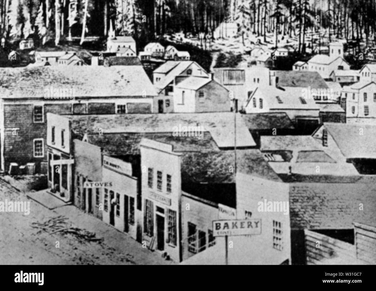 Portland, Oregon Front ave, 1854 Stock Photo - Alamy