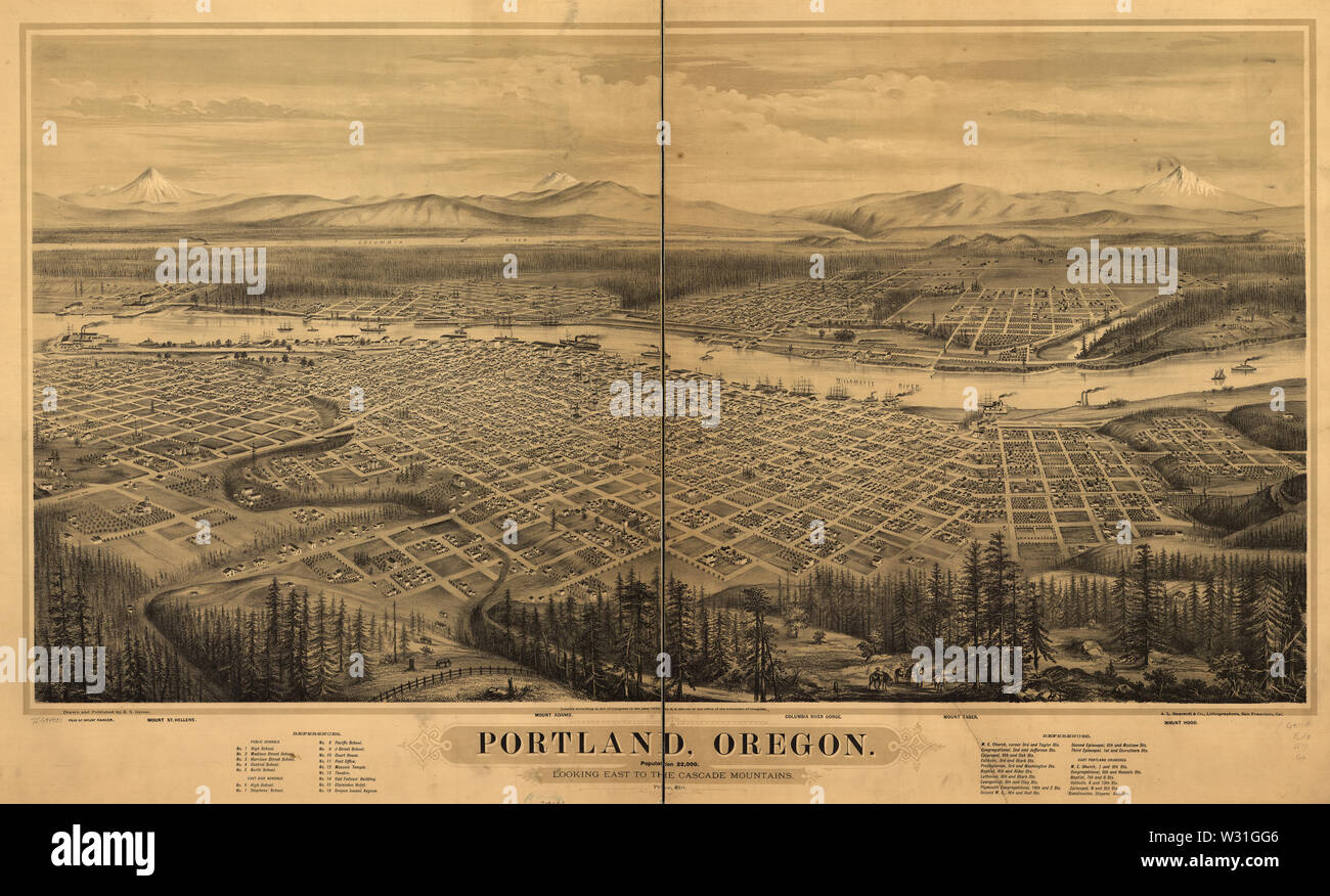 Portland, Oregon, population 22,000, looking east to the Cascade ...