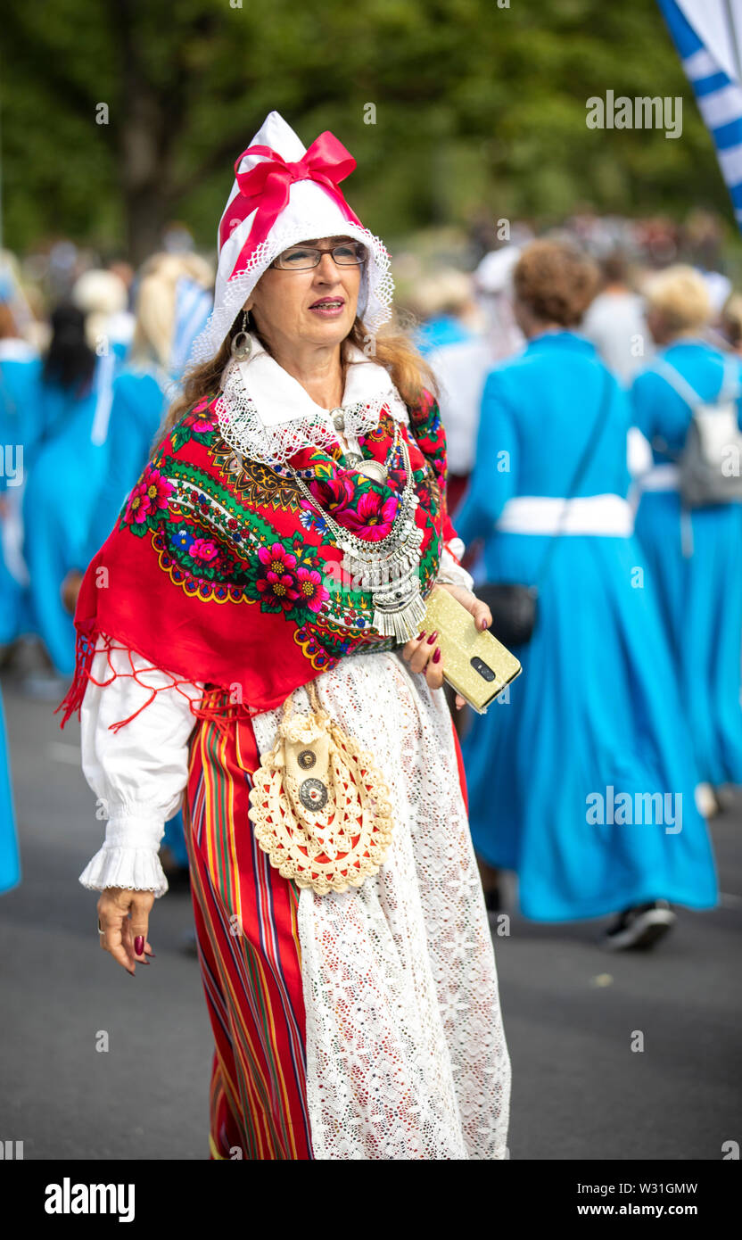 Tallinn, Estonia, 6th July, 2019: people in traditional clothing in ...