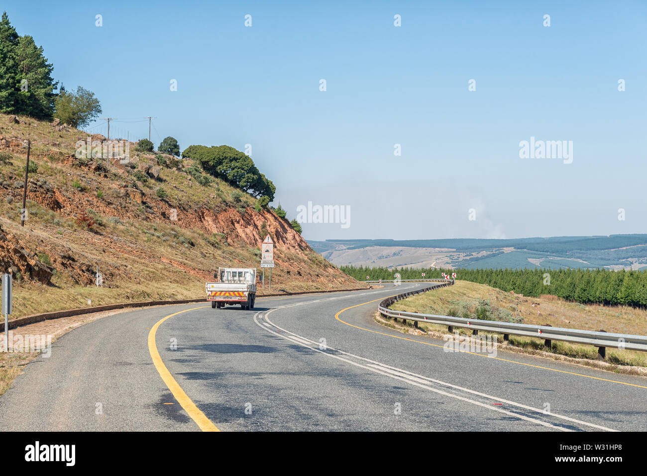 CAROLINA, SOUTH AFRICA - MAY 2, 2019: Road landscape next to road R38 ...
