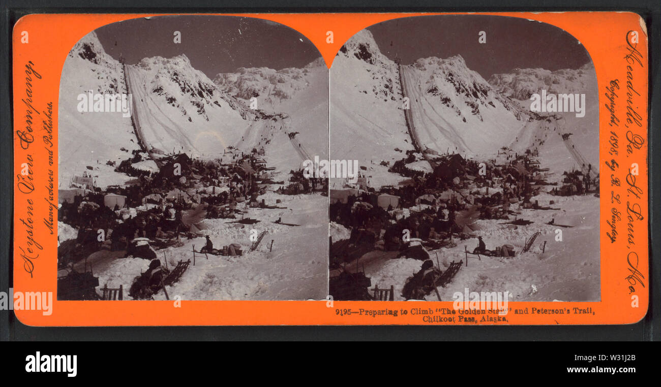 Preparing to climb The Golden Stair and Peterson's Trail, Chilkoot Pass ...