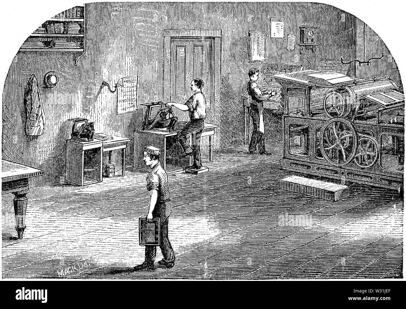 Printing press 19th century Black and White Stock Photos & Images - Alamy