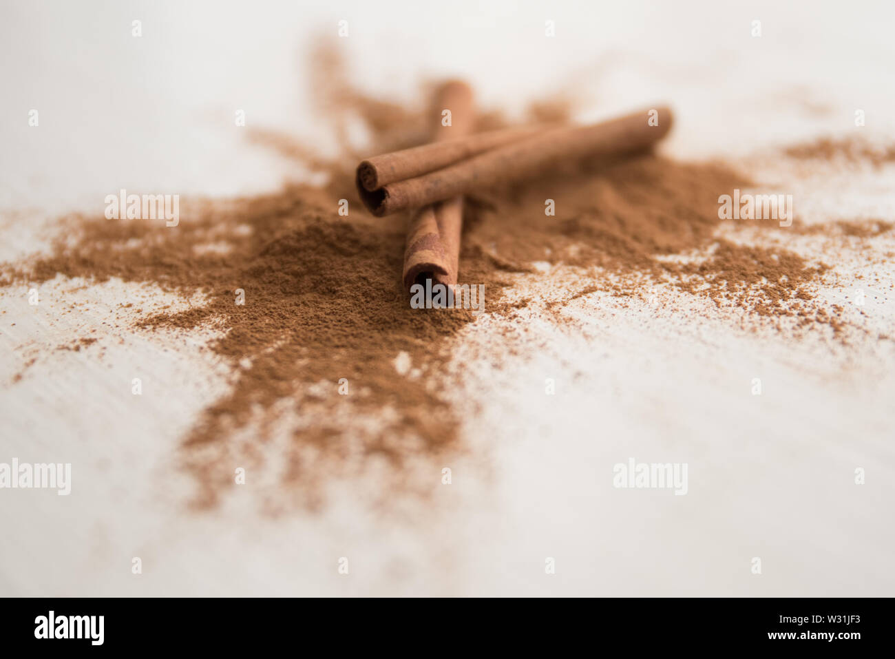 Cinnamon Sticks on White Background Powder Spices Cooking Chai Tea ...
